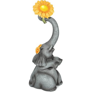 Alpine Corporation 18 inch Outdoor Nature Pals Garden Statue with Solar ...