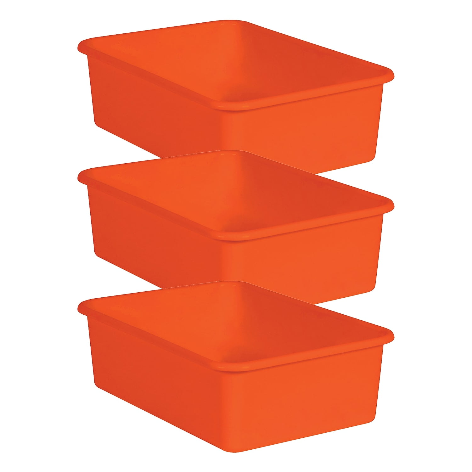 Teacher Created Resources Orange Large Plastic Storage Bin, Pack of 3 ...