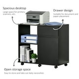 HOMCOM Printer Stand, Storage Cabinet with Drawer, Open Storage Shelves ...