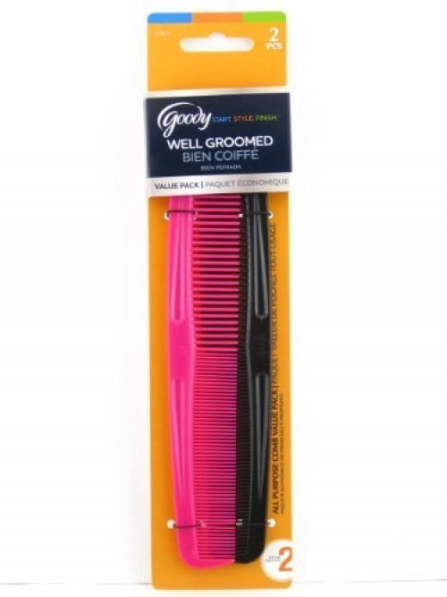 Goody Utility 7" Styling Hair Comb - 2 Pk. (Black & Pink) - Walmart.com
