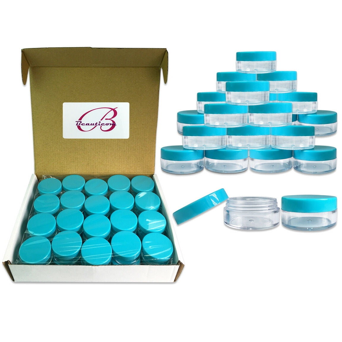 Beauticom 10g/10ml (0.36 oz) Clear Plastic Jars with Lids for Creams ...