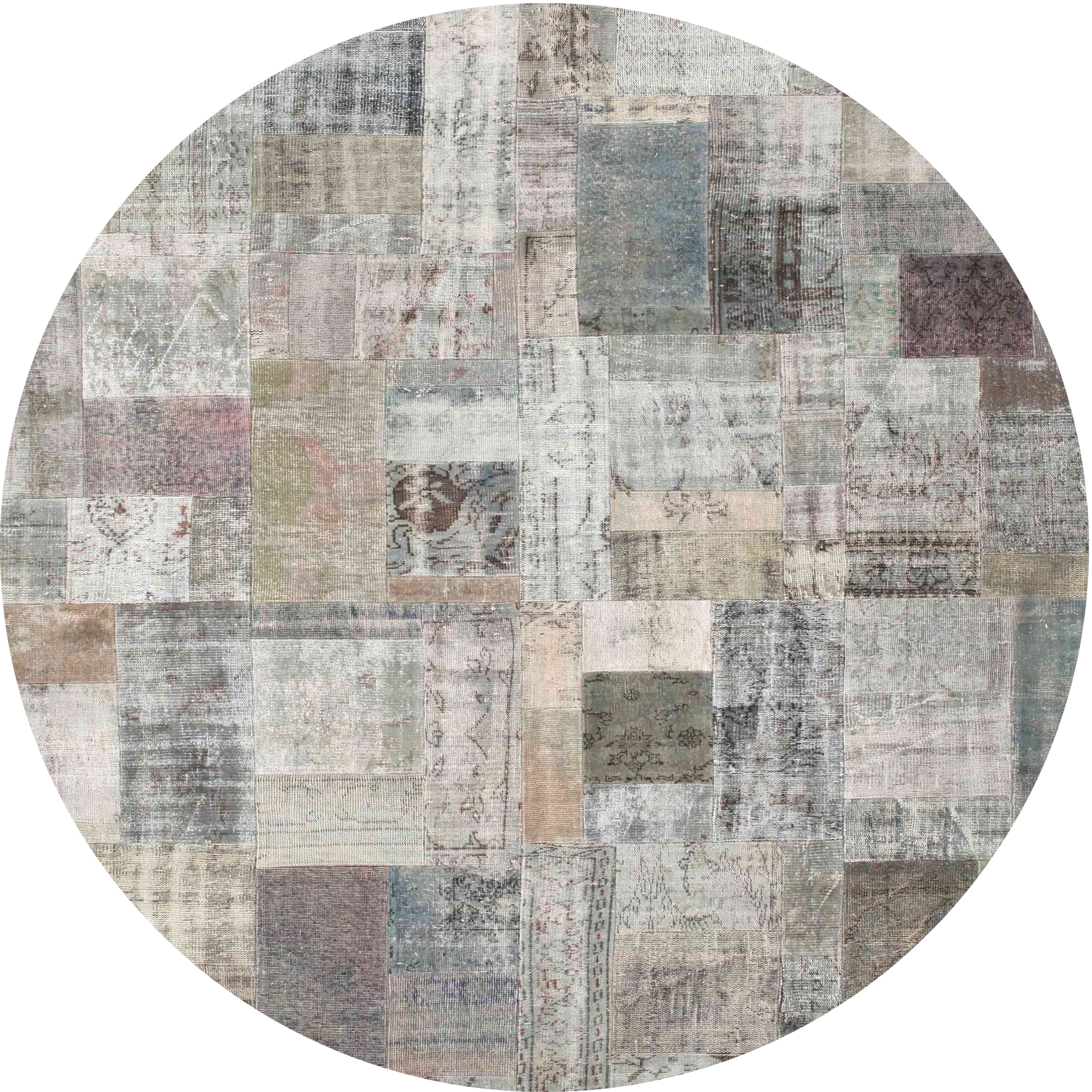 Ahgly Company Indoor Round Contemporary Sage Green Patchwork Area Rugs ...