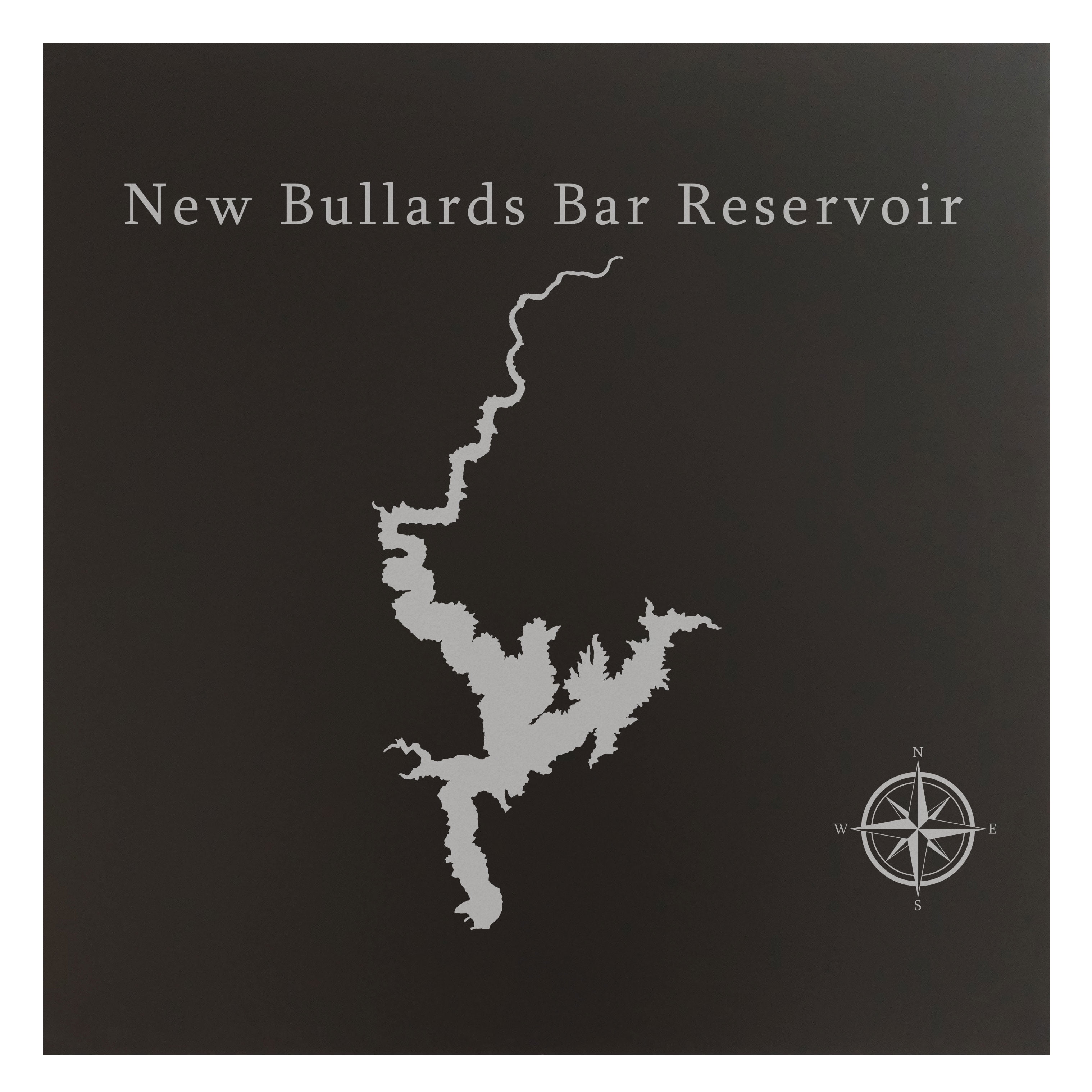 New Bullards Bar Reservoir Map 12x12" Black Metal Wall Art Office Decor ...