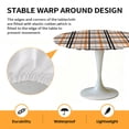 Abstract Stripes Round Table Cover, Orange Black Grey Plaid Waterproof ...