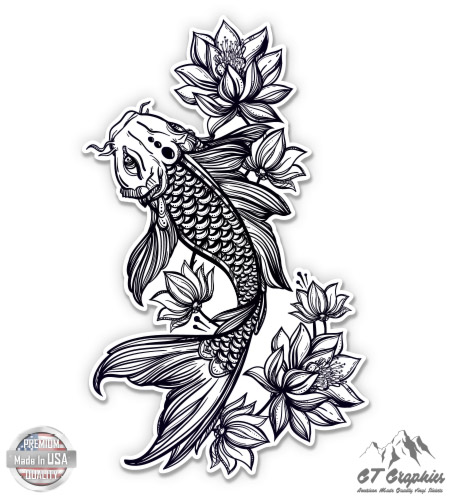 Koi Fish Beautiful - 12" Vinyl Sticker Waterproof Decal - Walmart.com