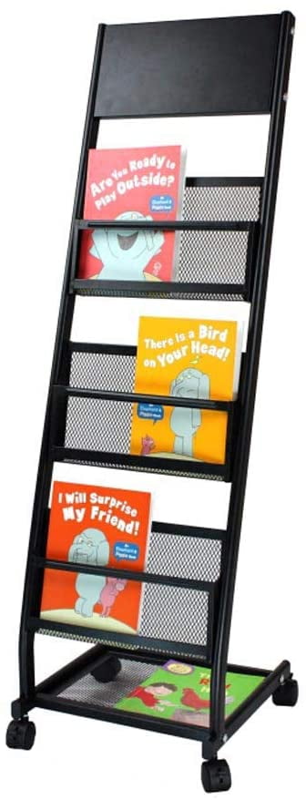 Four-Tier Grid Magazine Rack, Floor-Standing Wrought Iron Document Data ...