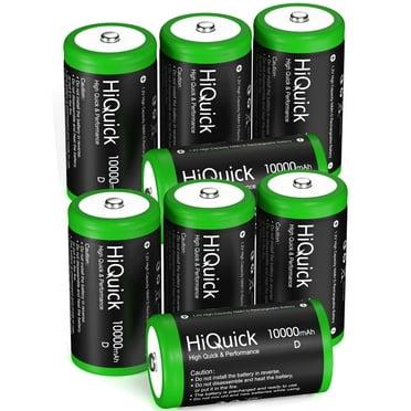 8 Pack D Cell Rechargeable Batteries 10000mAh 1.2V Ni-Mh D Size ...