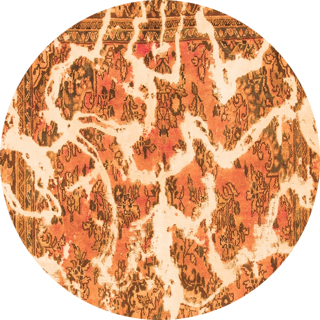 Ahgly Company Indoor Round Abstract Orange Modern Area Rugs, 5' Round ...