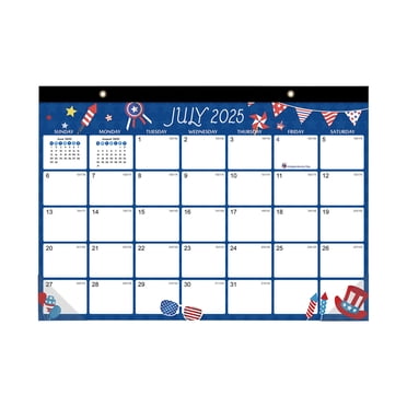 Independence Day Theme 18-Month Wall & Desktop Calendar - July 2024 to December 2025, Patriotic ...