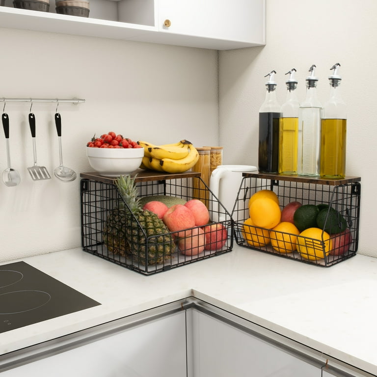 Countertop Potato Basket Wetheny 2pcs Wall Mounted Wire Basket Fruit