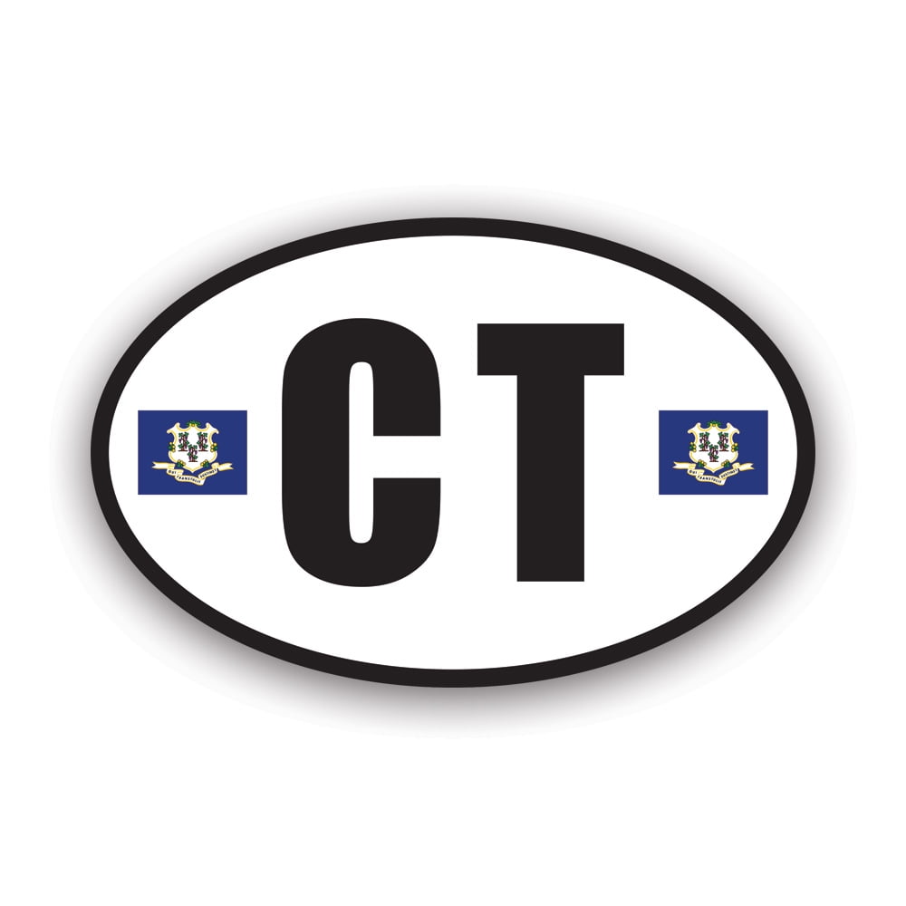 Connecticut Flag Oval Sticker Decal - Self Adhesive Vinyl ...