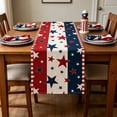 4th of July Patriotic Table Runner, Red White Blue Star & Stripe Print ...