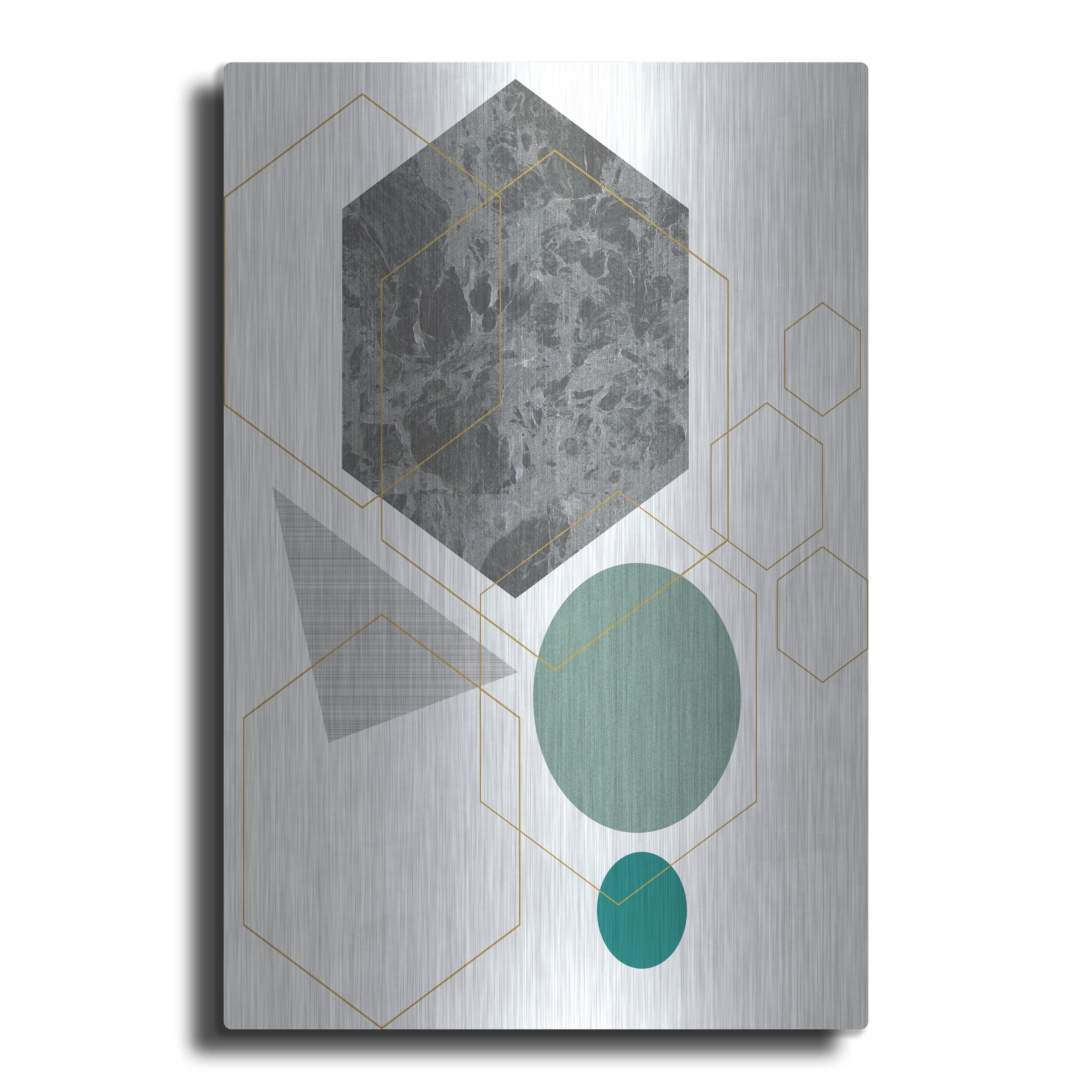 Luxe Metal Art 'Deco Grey Marbleon' by Sabrina Balbuena, Metal Wall Art ...