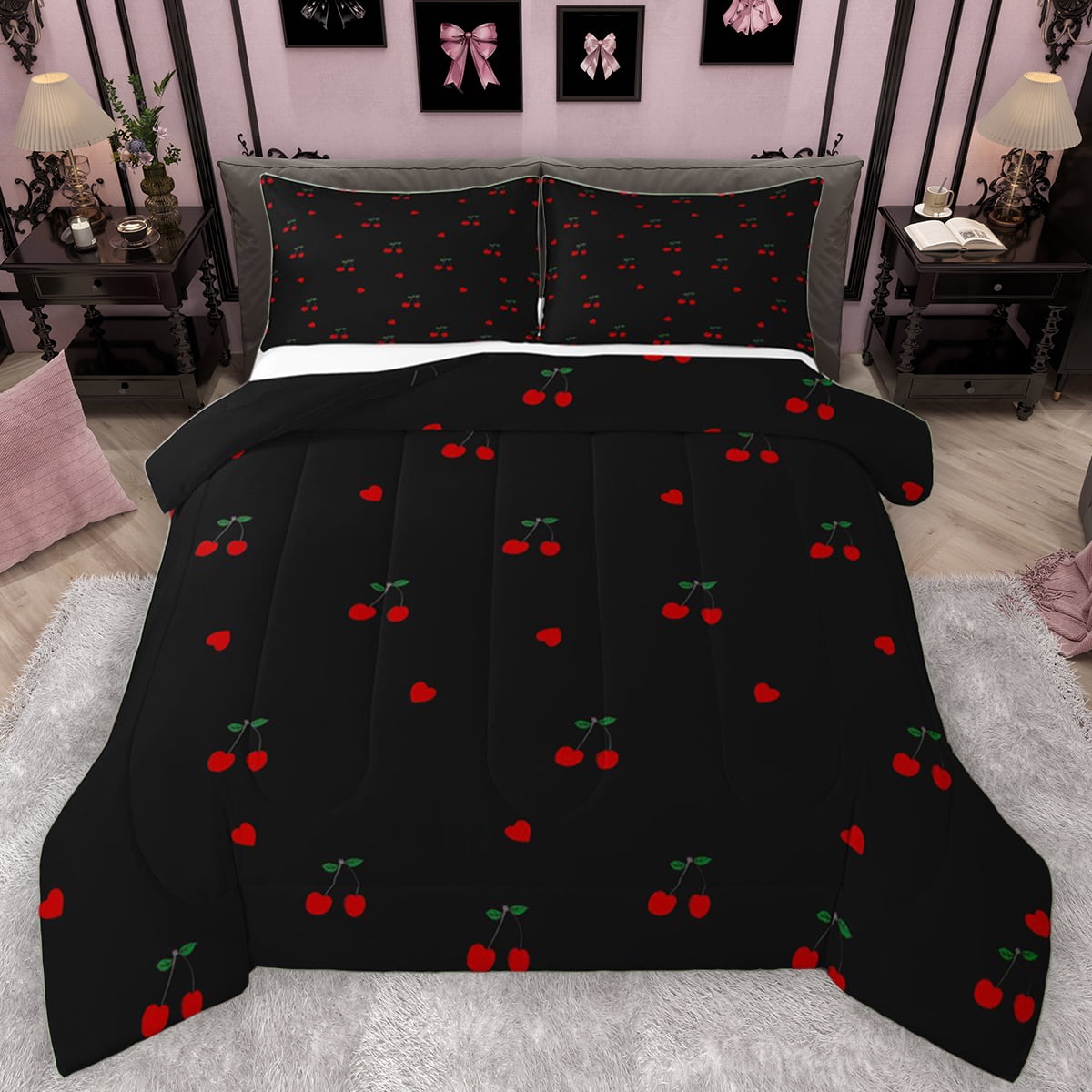 Click here for Manfei Kawaii Cute Cherry Full Size Comforter Sets... prices
