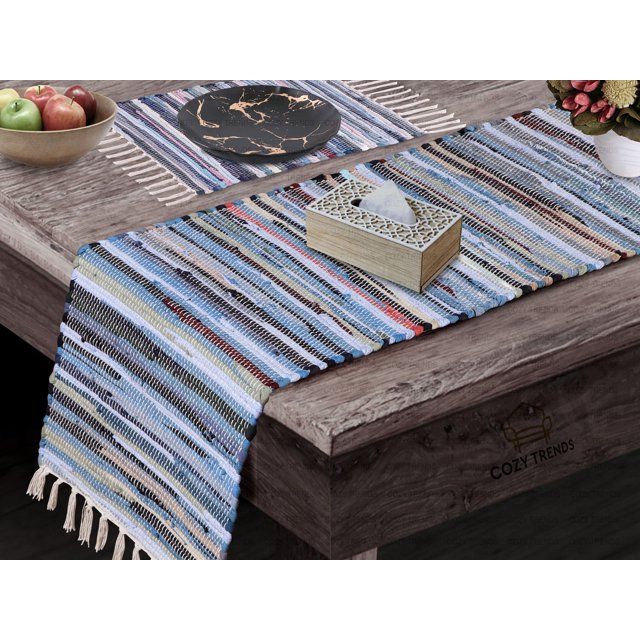 Handmade Cotton Chindi Tabletop Reversible & Machine Washable, Table ...