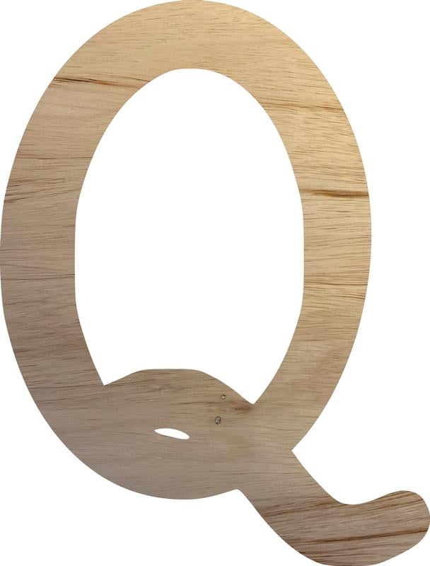 Wooden Letter Q Craft Project, 14'' Tall Small Unfinished Wood Alphabet ...