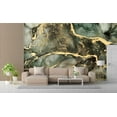 Paper Wall Art Modern Wallpaper, Green And Gold Marble, Custom ...