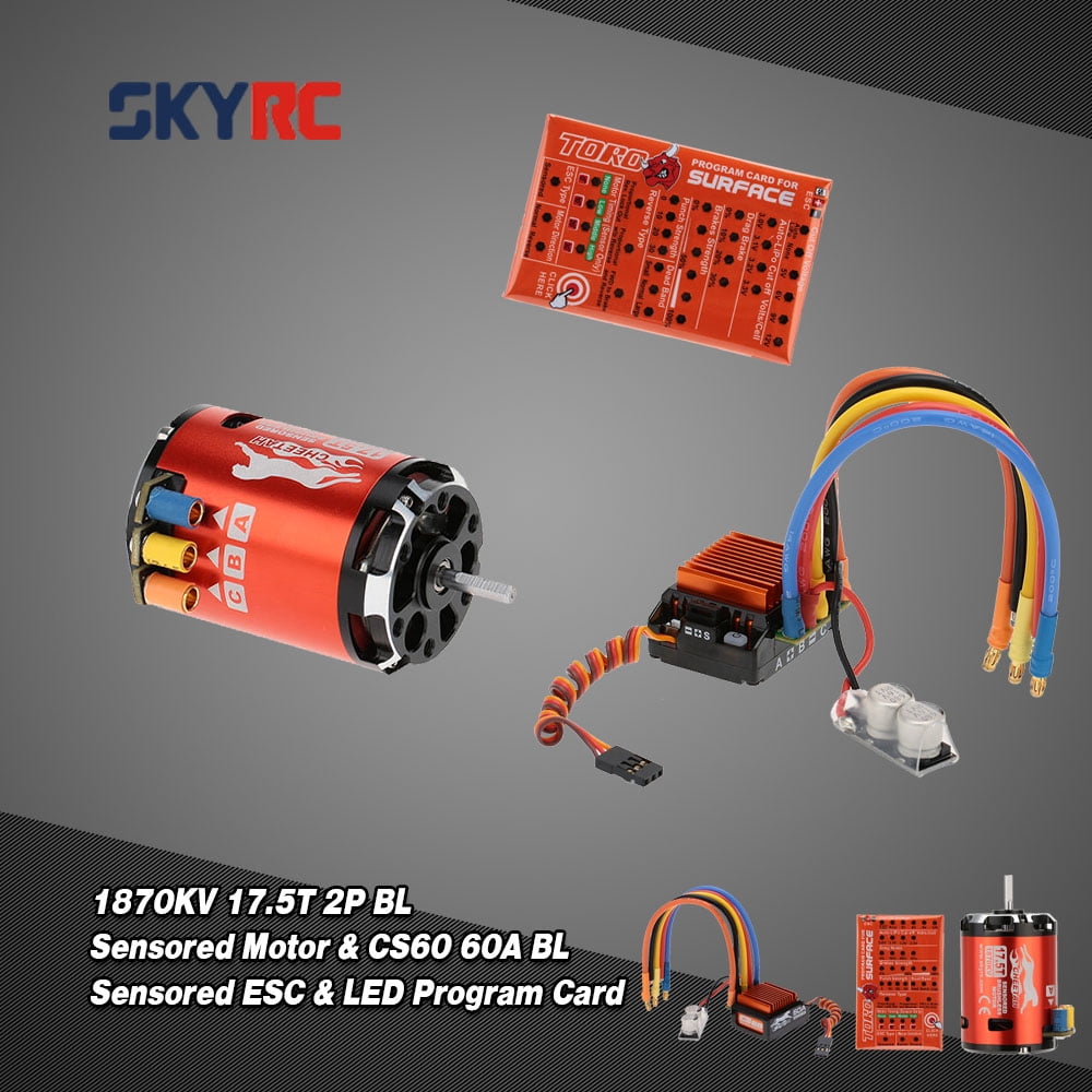 SkyRC 1870KV 17.5T 2P Brushless Sensored/Sensorless Motor & CS60 60A ...