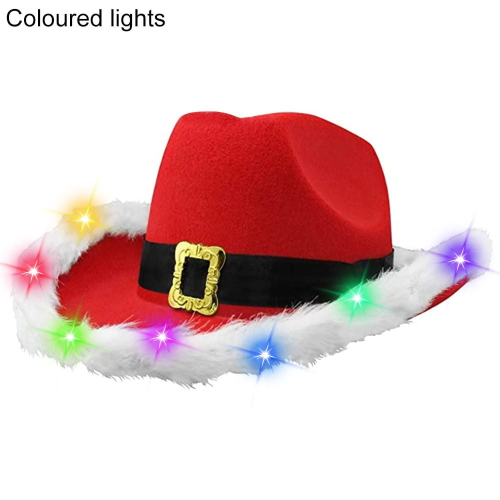 Dress Up West Cowgirl Wild Santa Claus cowboy hat Fluffy Feather Cap ...