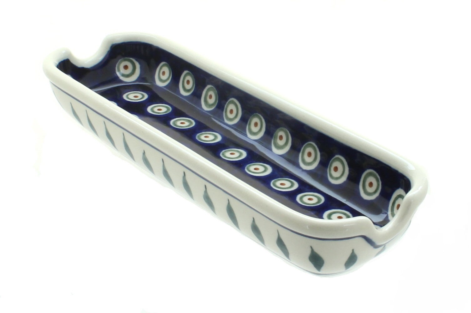 Blue Rose Polish Pottery Peacock Corn on the Cob Plate - Walmart.com