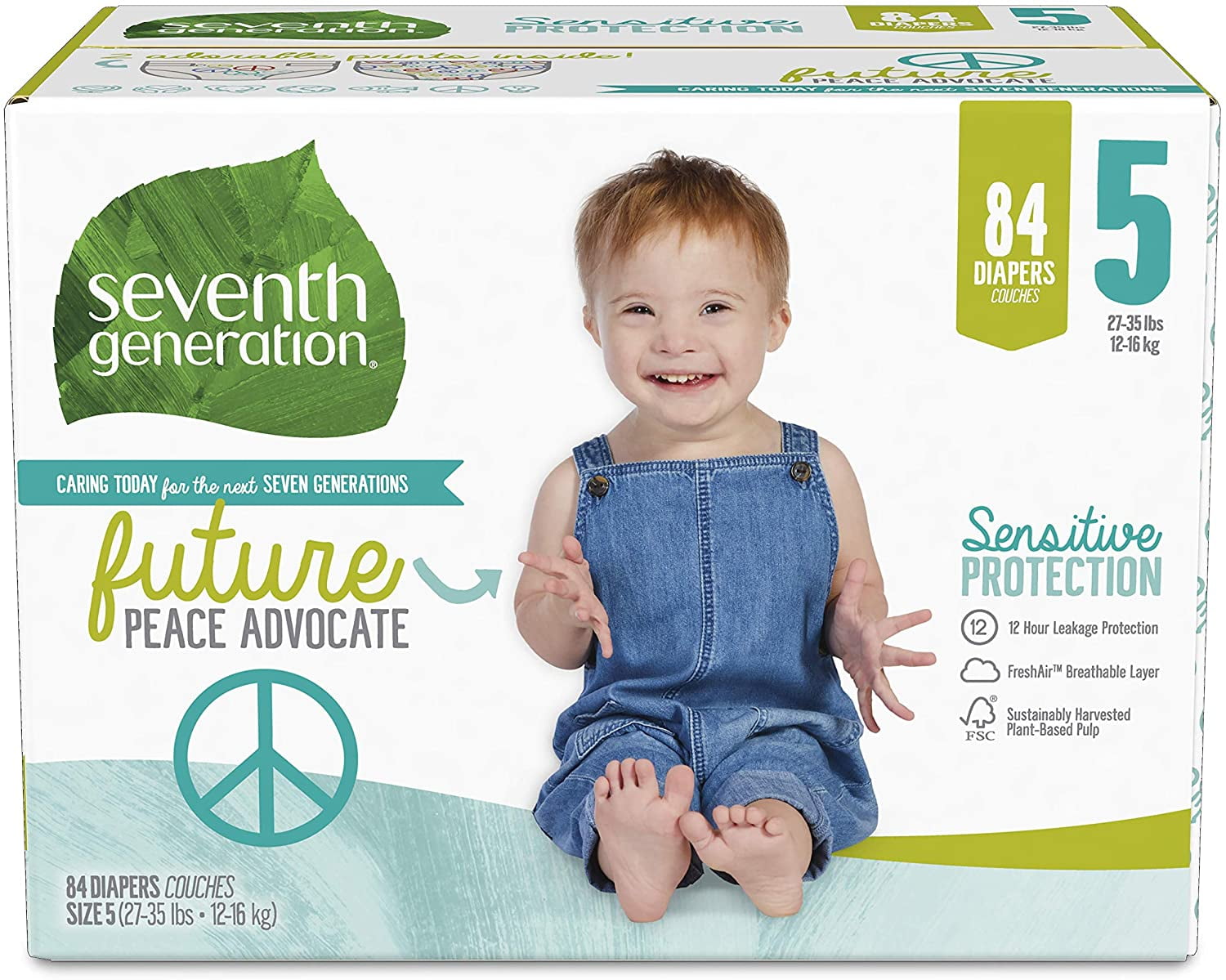 Seventh Generation Baby Diapers, Size 5, 84 Count, Giant Pack, for ...