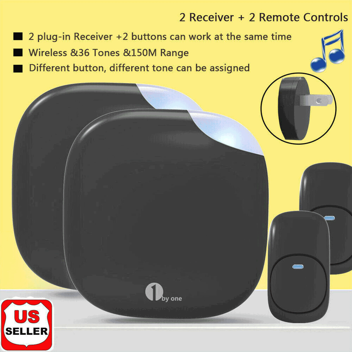 1byone Plug-in Wireless Doorbell 500ft with Christmas, Birthday 36 ... 1byone Plug-in Wireless Doorbell 500ft with Christmas, Birthday 36 ...