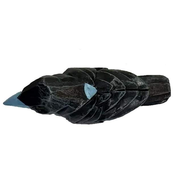 WJSXC Black Bird Crow Figurine Statue Sculpture Art Miniature Wood ...