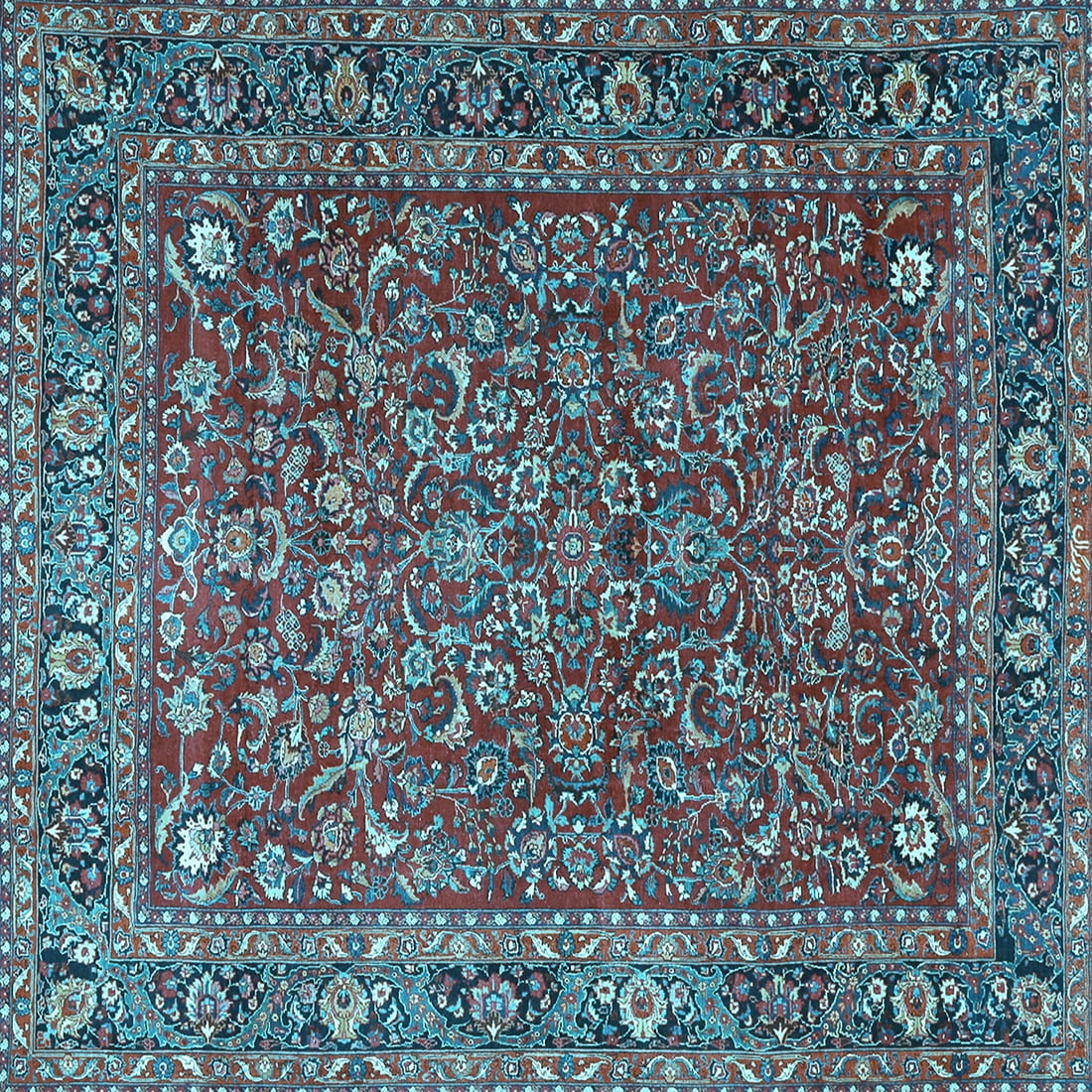 Ahgly Company Indoor Square Persian Light Blue Traditional Area Rugs, 5 ...