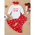 My First Valentines Day Baby Girl Outfit Hearts Onesie Long Sleeve Romper Bell Bottoms Headband ...