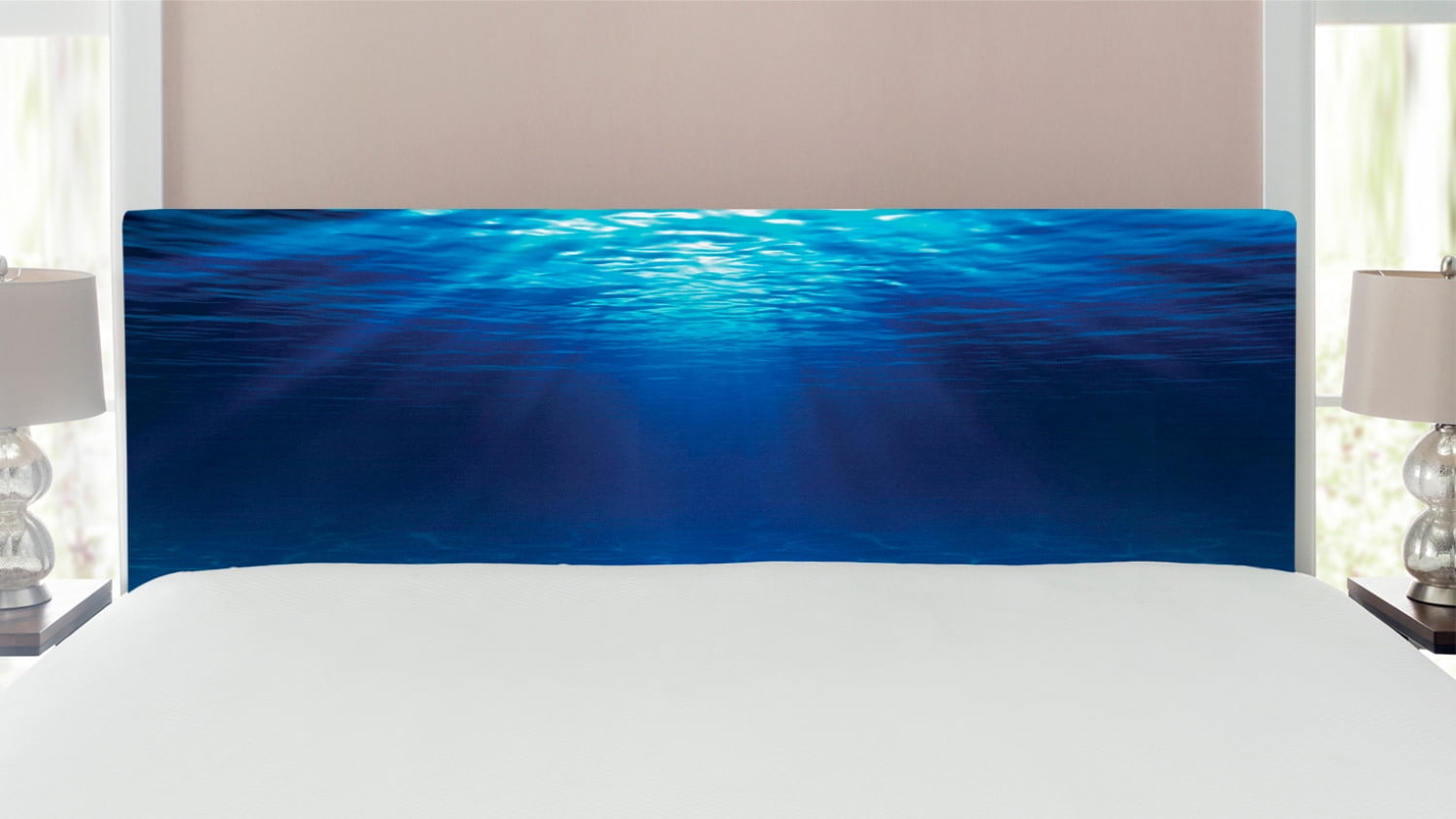 Ocean Headboard, Underwater View Sandy Seabed Aquatic Scenes Sunbeams ...