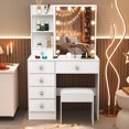 10 LED Lights w/3 Colors Mirror & Drawer Dresser Table Makeup Desk Xams ...