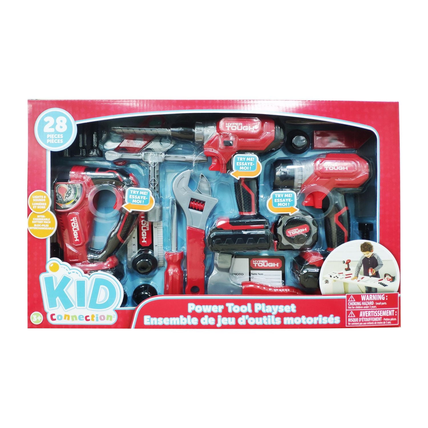 Kid Connection Power Tool Play Set, 28 Pieces, Light and Sound, KC ...