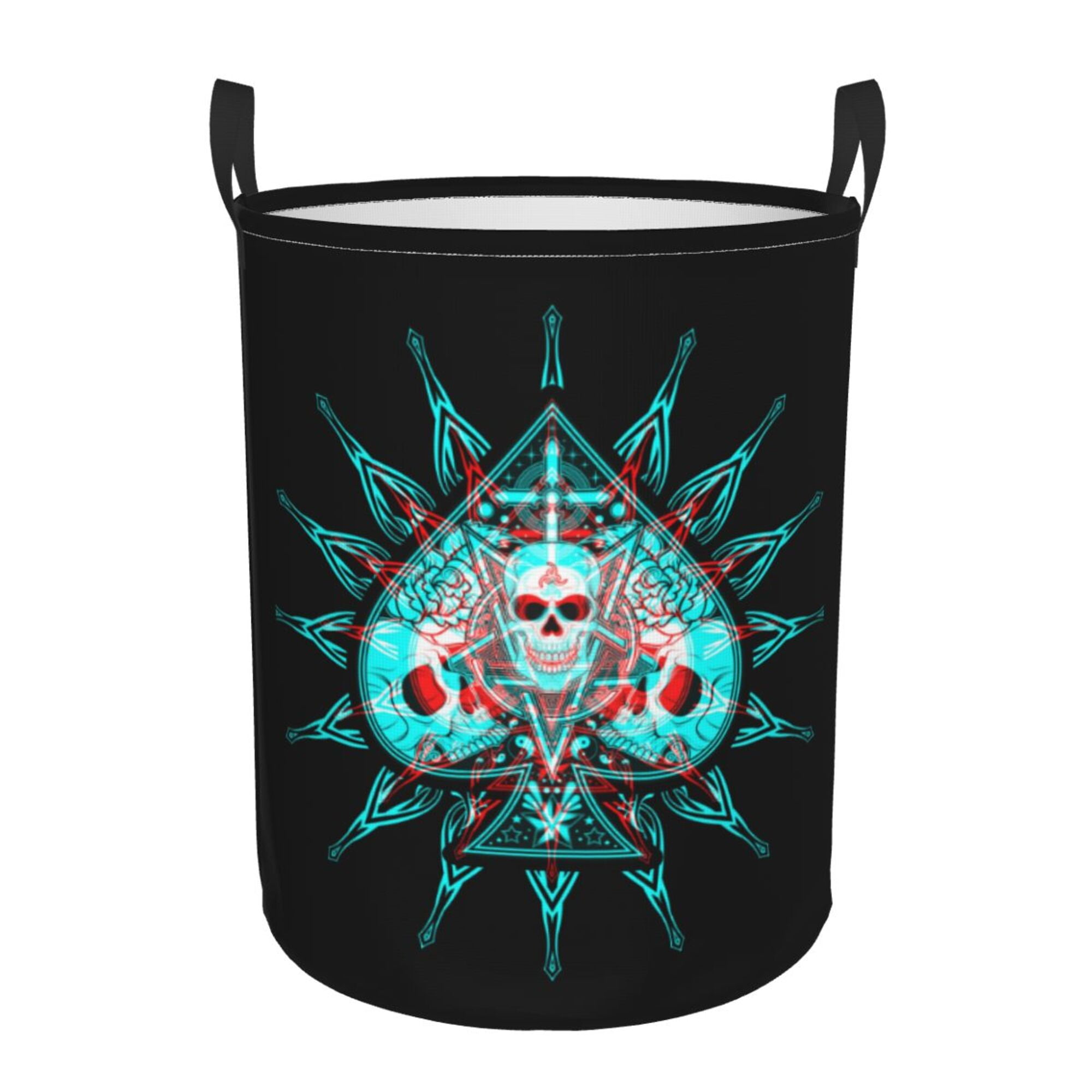 XMXY Round Laundry Basket Organizer, Funny Spades Poker Death Skeleton ...
