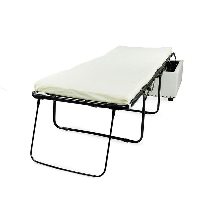 SpaceMaster iBed Convertible Ottoman with Fold Out Hideaway Guest Bed White