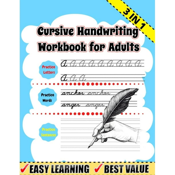Cursive Handwriting Workbook for Adults : English cursive handwriting ...