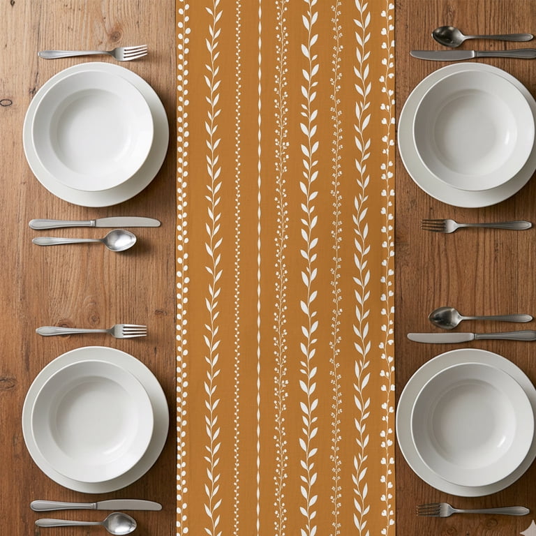 Table Runner Dresser Scarves 72 Inch Long,Muted Golden Leaf Vine ...