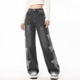 High Waisted Star-Shaped Straight Leg Loose Floor-Length Jeans for ...