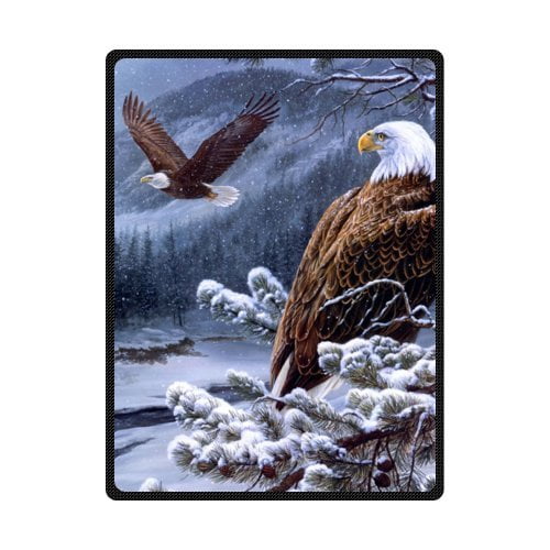 Click here for Rylablue Winter Snow Eagle Tree Fleece Blanket Thr... prices
