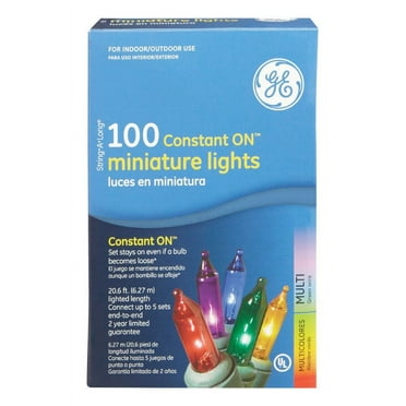 GE 100CT StayBright LED 5.5mm Miniature Colorite String Set, Multicolor ...