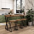 Dining Table Set for 3 Persons, Pub Table with X-Shaped Table Legs ...