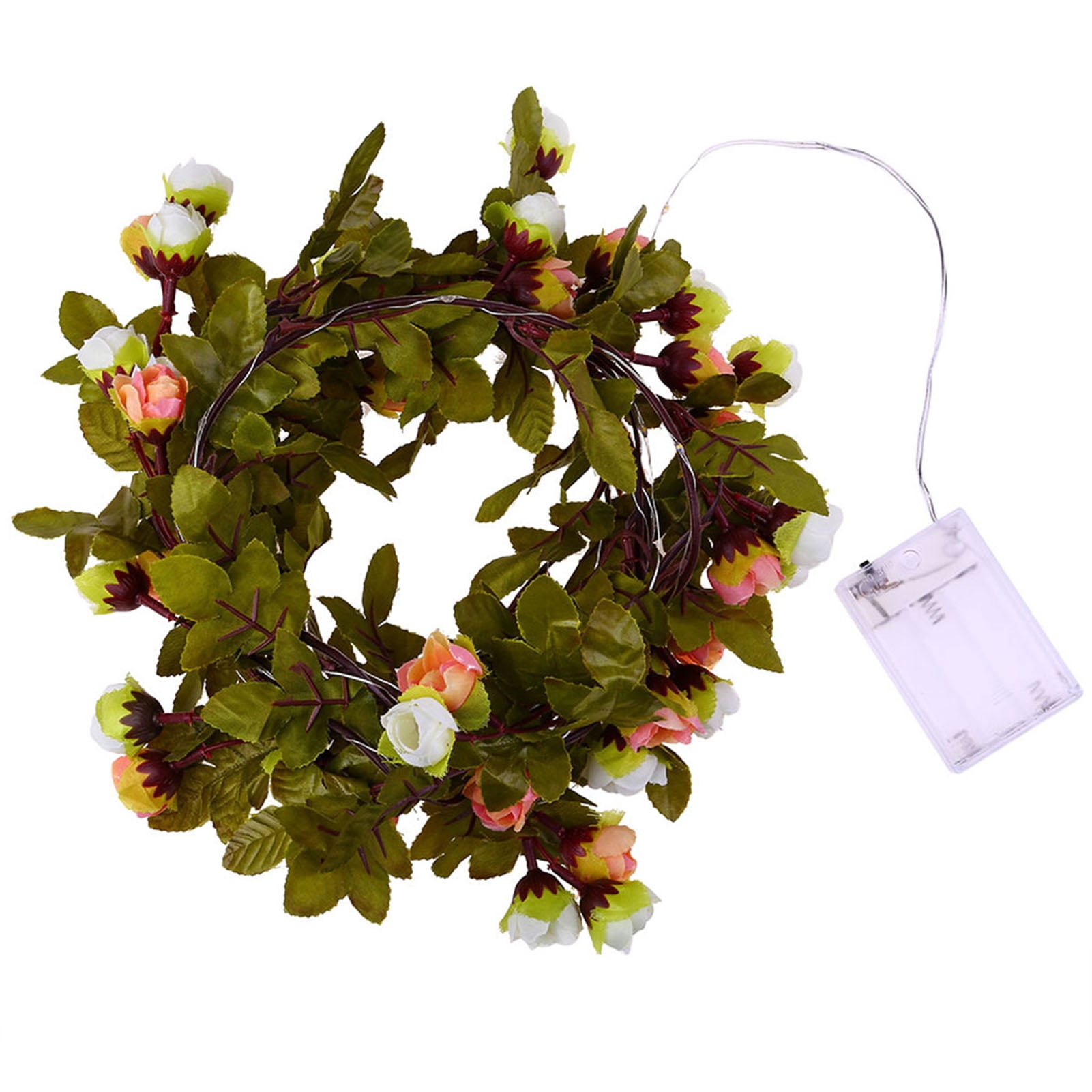 Luz decorativa de 30 LED con flores y hojas artificiales, ideal para ...