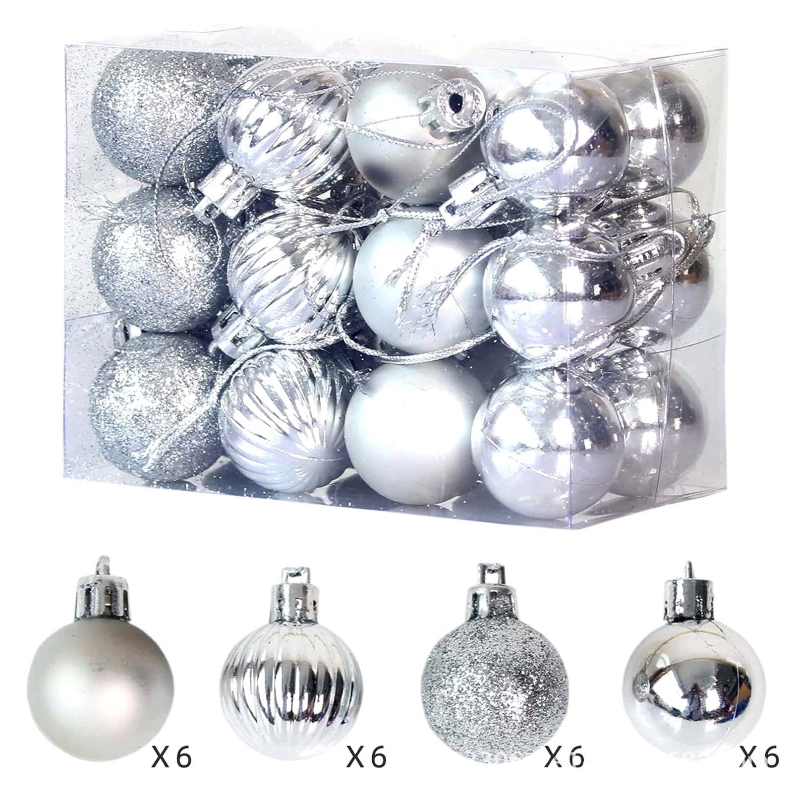 Nilvkv Christmas Balls Set 3cm/24pcs Durable And Shatterproof 4 Styles(Shiny  Matte  Stripes And Glitter) christmas Tree Balls  Christmas Decorations