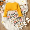 PatPat Baby Summer Little Girl's Floral Dress & Ruffled Cardigan Outfit Set, Yellow, 3 Years ...