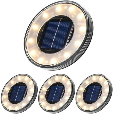 LED Solar Floor Lamp 4 Pack, 12 LEDs Solar Outdoor Lighting, Waterproof ...