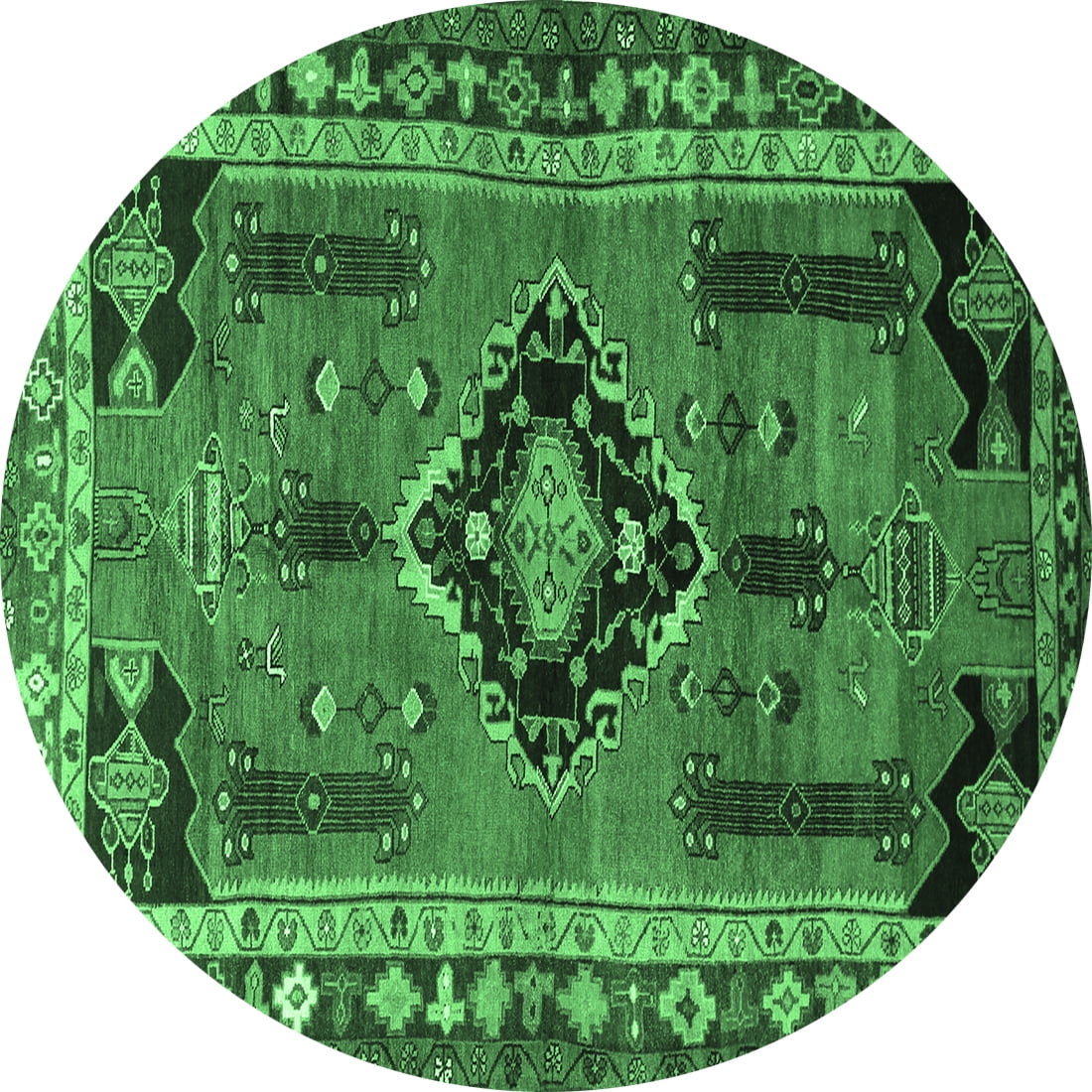Ahgly Company Indoor Round Persian Emerald Green Traditional Area Rugs ...