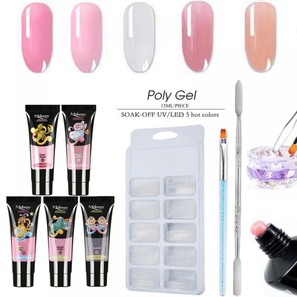 Poly Nail Extension Gel Kit,5 Colors Nail Gel Kit Enhancement Nail Gel ...