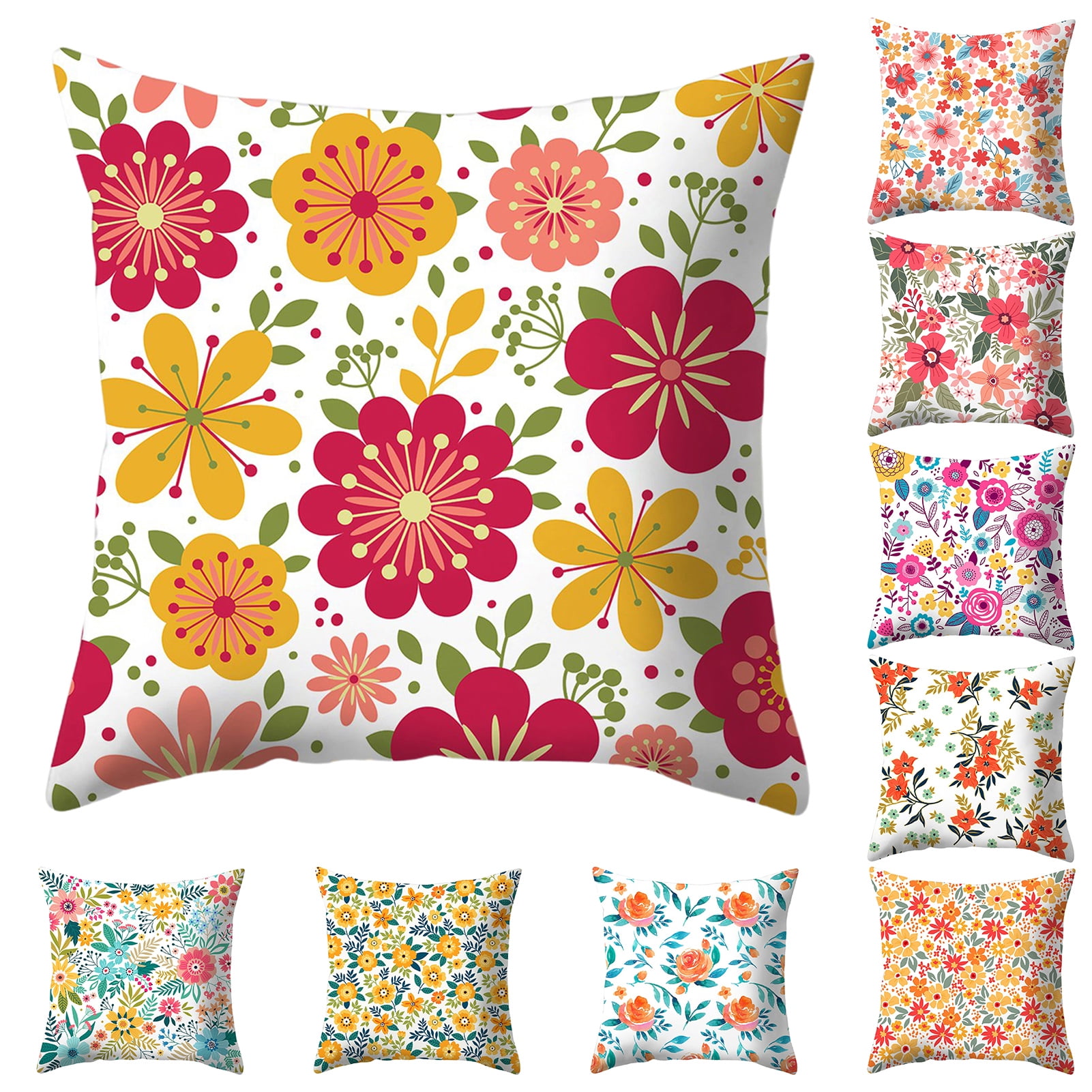 Cheers US Flower Throw Pillow Covers 18 x 18 Inch Floral Decorative ...