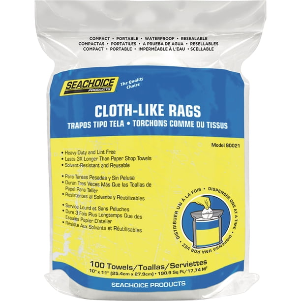 Seachoice 90021 White Cloth-Like Rags, 100-ct. Bag - Walmart.com
