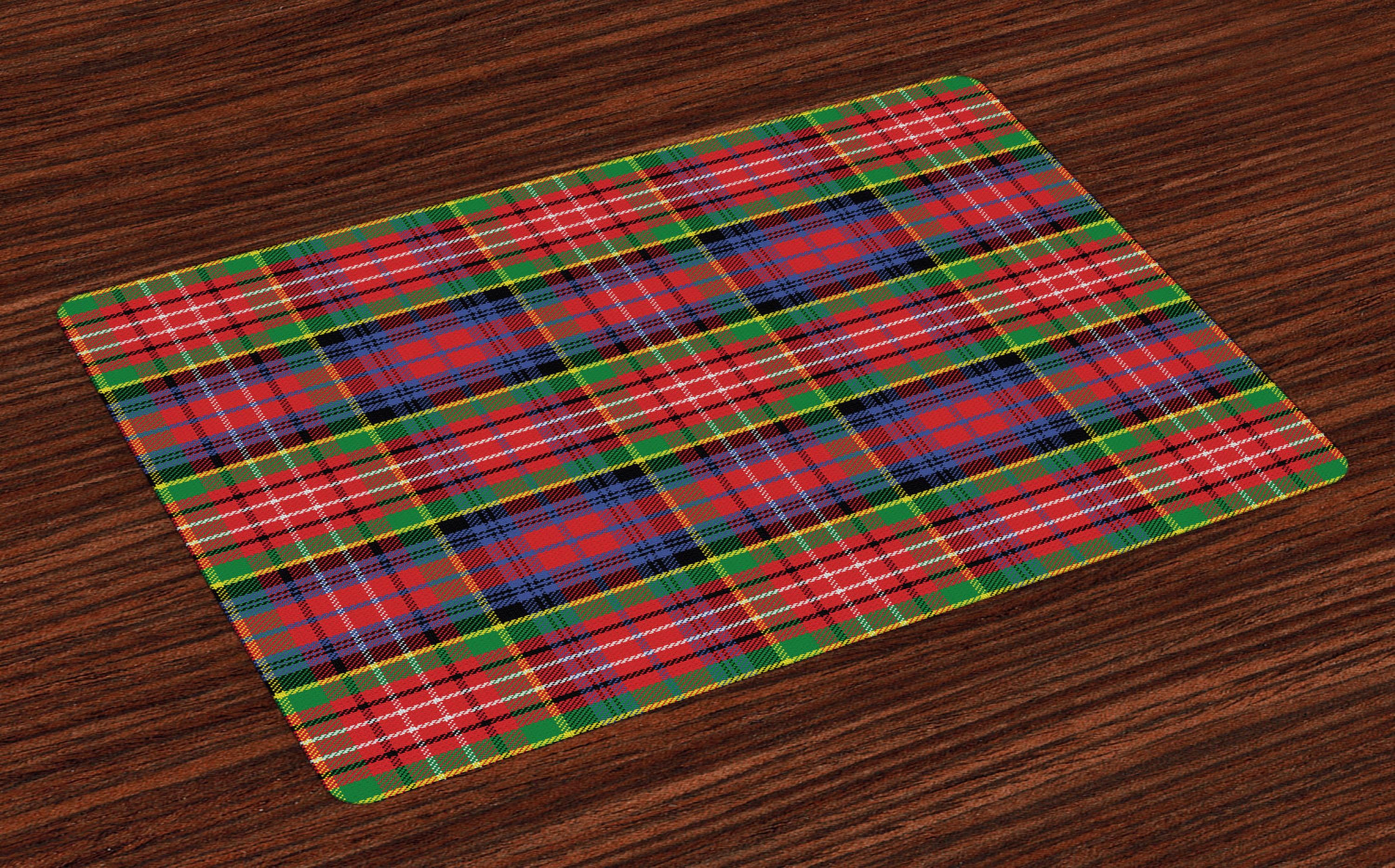 Ambesonne Plaid Place Mats Set of 4, Caledonia Scottish Style, Standard ...