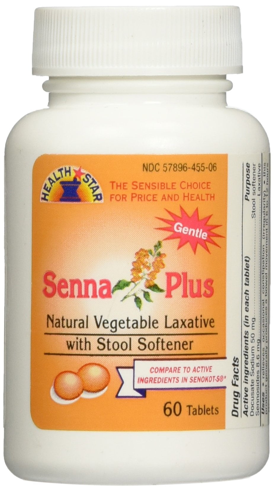 Health Star Senna Plus Tablets, 8.6-50 mg, 60 Count - Walmart.com ...
